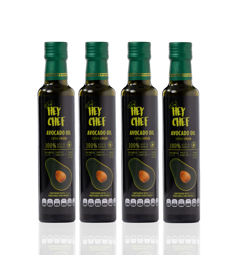 Aceite de Aguacate HEY CHEF 250 mL. x 4 Unidades - Avocados del Quindío